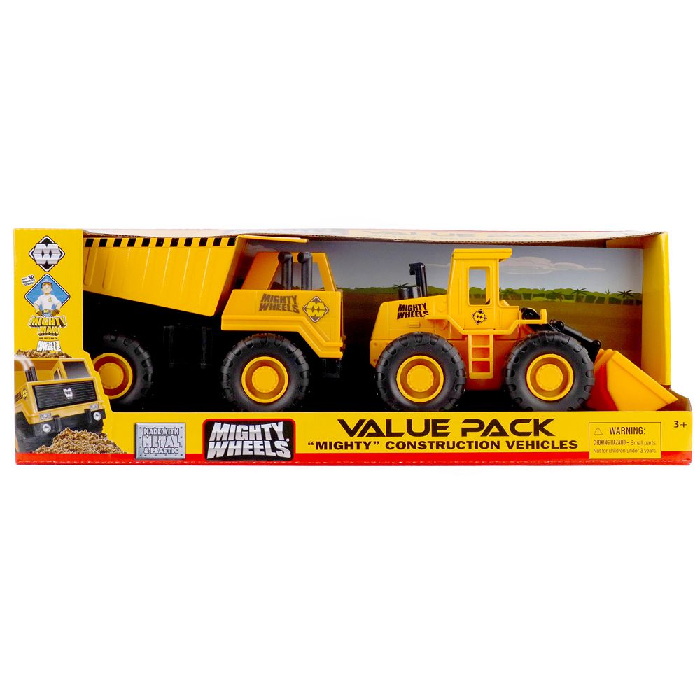 Mighty Wheels 2 Pack Dump Truck & Front Loader Construction Vehicle Set