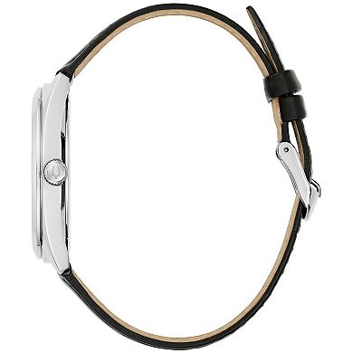 Bulova Men's Classic Stainless Steel Black Leather Strap Watch - 96B453