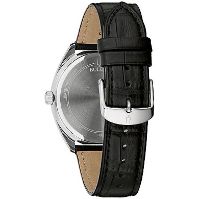 Bulova Men's Classic Stainless Steel Black Leather Strap Watch - 96B453