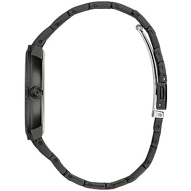 Bulova Men's Black Ion-Plated Stainless Steel Crystal Accent Bracelet ...
