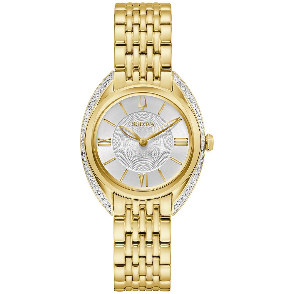 Bulova Women's Classic Gold Tone Stainless Steel Diamond Accent ...