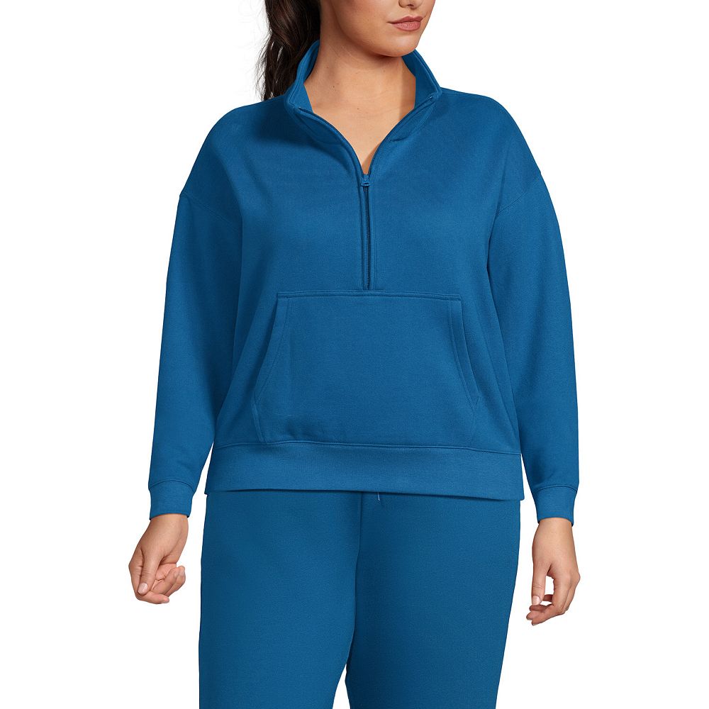 Plus Size Lands' End Serious Sweats Long Sleeve Half Zip Sweatshirt
