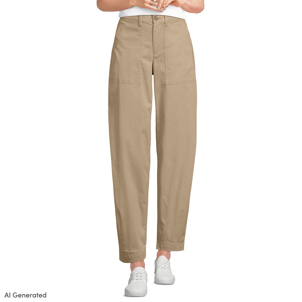 Women's Lands' End High Rise Barrel Leg Utility Ankle Pants