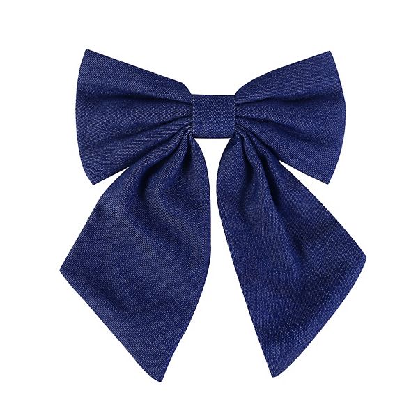 Emberly Denim Fabric Bow Barrette