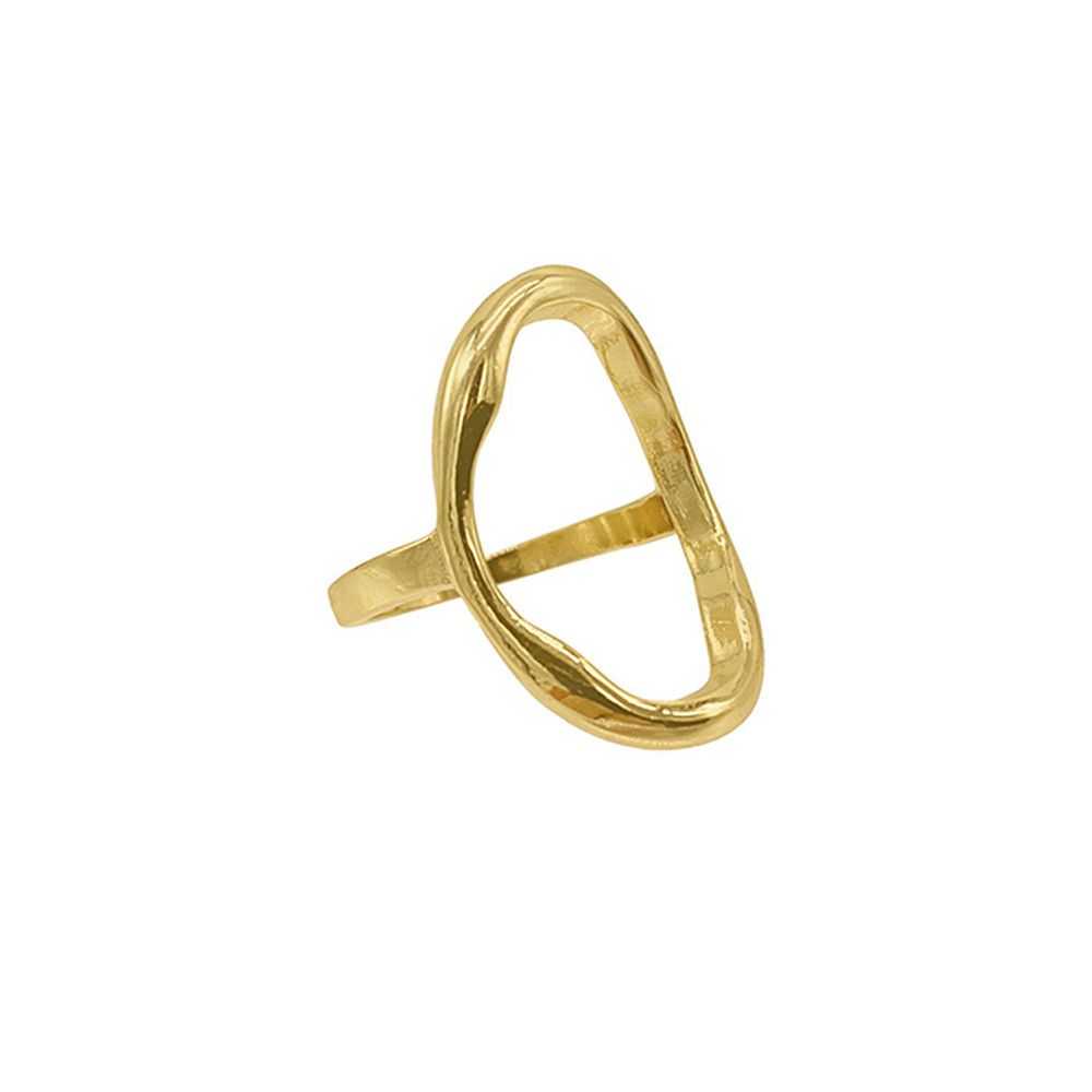 Adornia Plated Open Hammered Oval Ring
