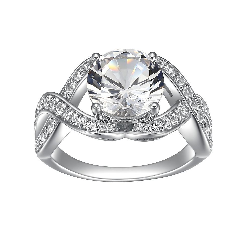 Classic Treasures Sterling Silver Lab-Created Moissanite Twisted ...