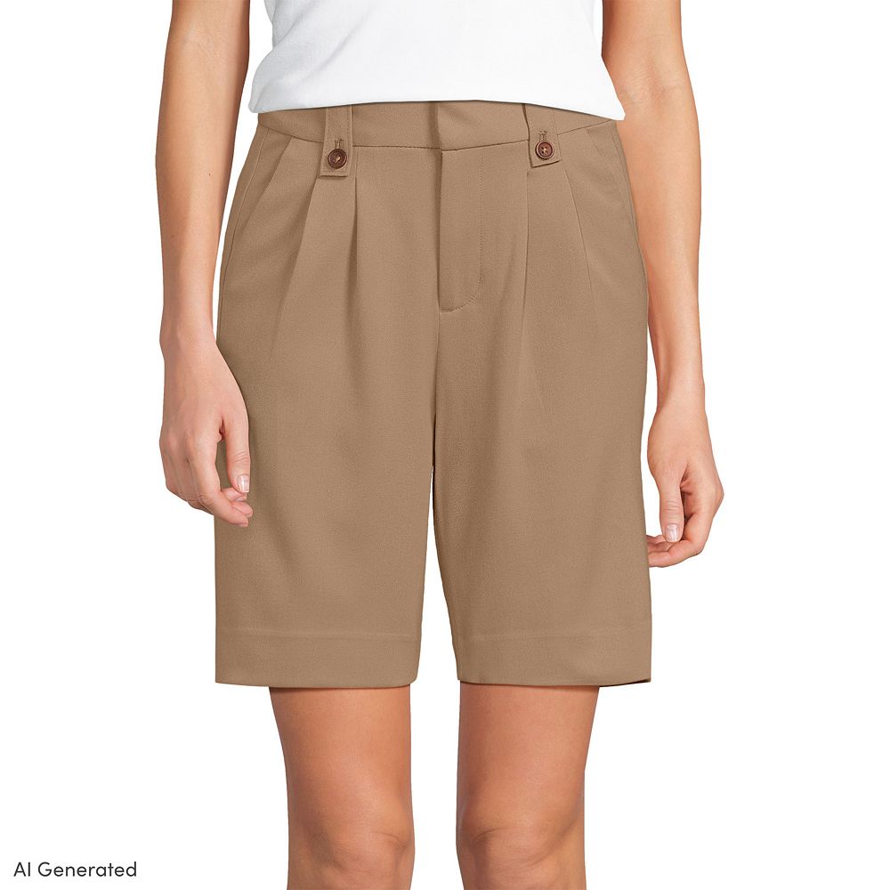 Women's Lands' End Soft Polish High Rise 10-in. Pleated Shorts