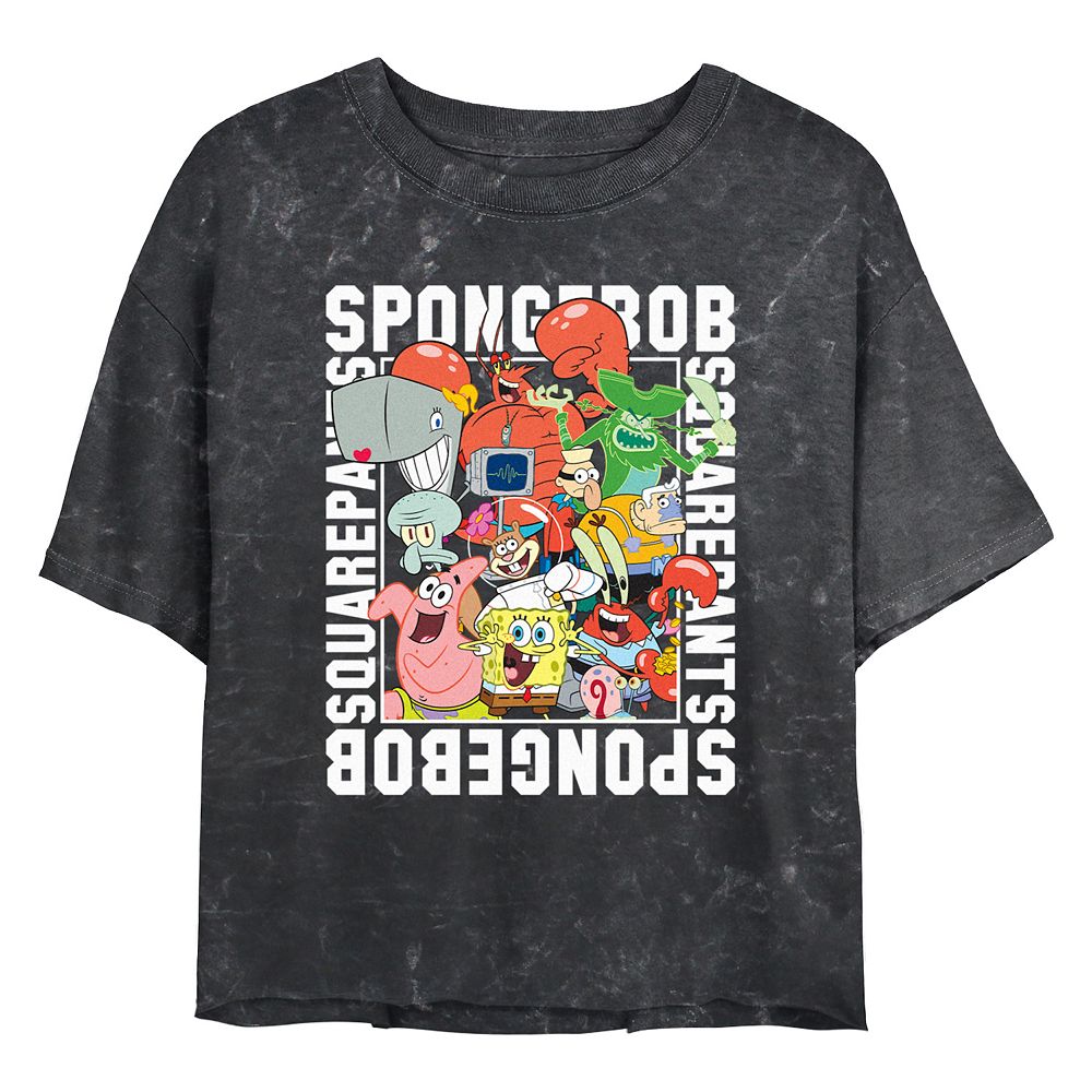 Juniors' Nickelodeon SpongeBob SquarePants Character Collage Cropped ...