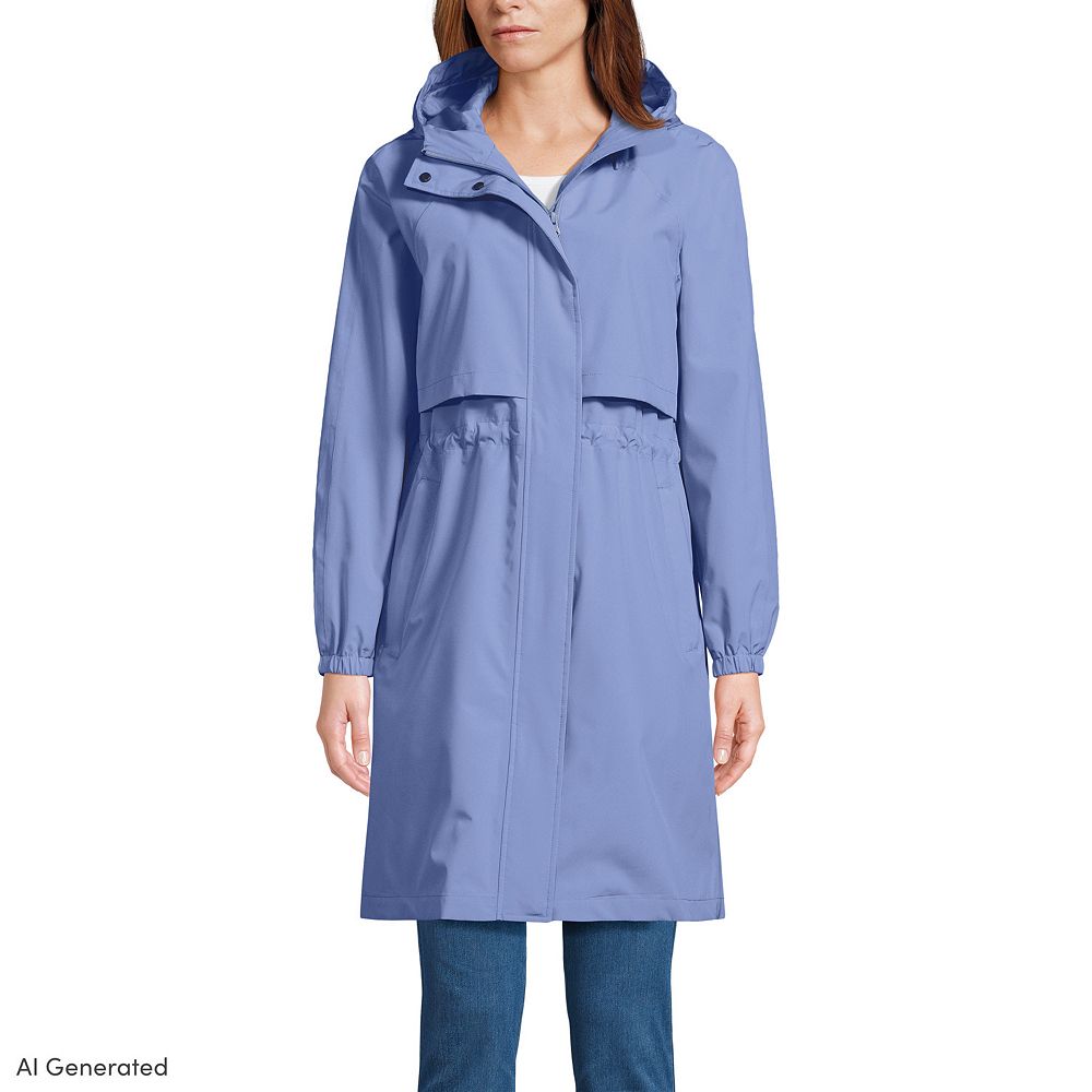 Women's Lands' End Packable Long Raincoat