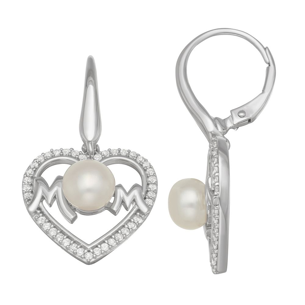 LeRose by Lexi and Rose Sterling Silver Freshwater Cultured Pearl & Lab-Created White Sapphire ...