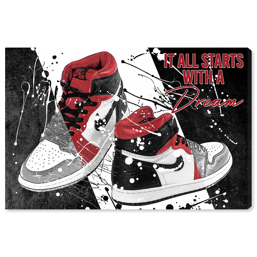 Notoriart Shining Black And Red Style Dream Sneakers Abstract Canvas ...