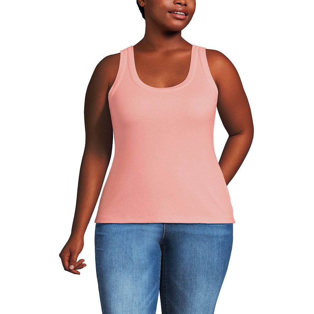 Plus Size Lands' End Drapey Rib Fitted Tank Top