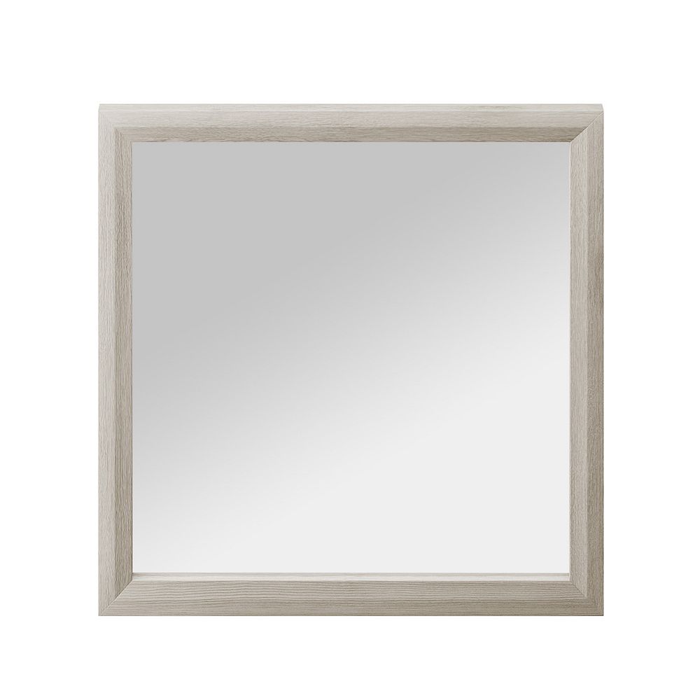 Versatile Square Vanity Mirror with Wood-Texture Frame