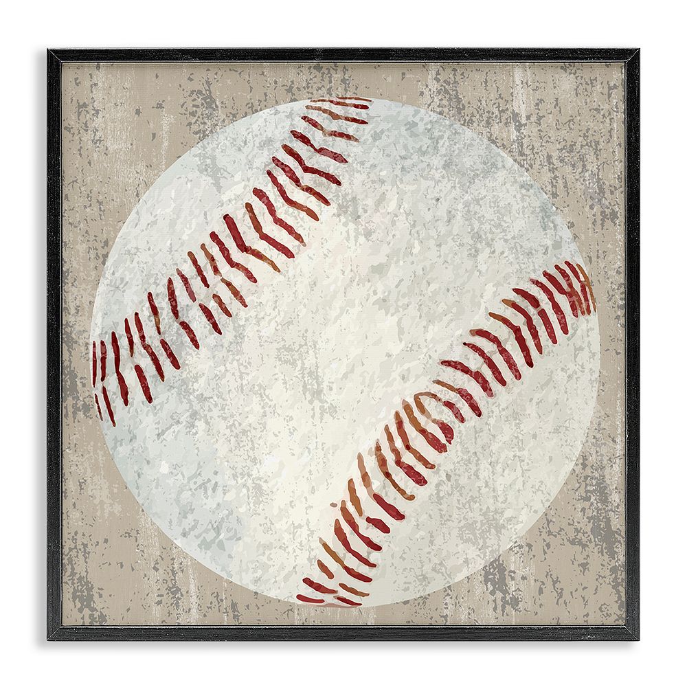 Stupell Home Decor Rustic Sports Baseball Framed Canvas Wall Art