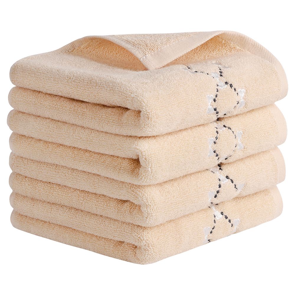 Hand Towels Embroidered Bow Pattern Decorative Towel Cotton Absorbent ...