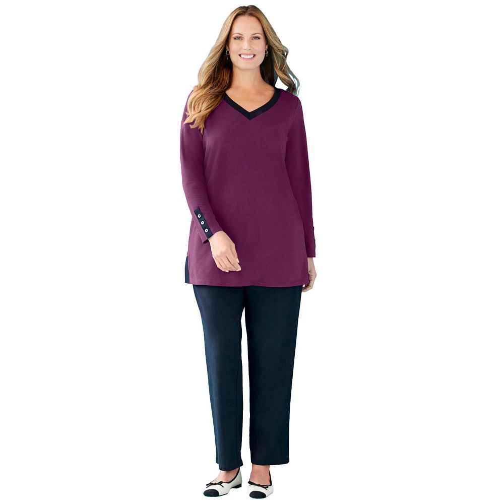 Catherines Women's Plus Size Suprema Studio Contrast Tunic