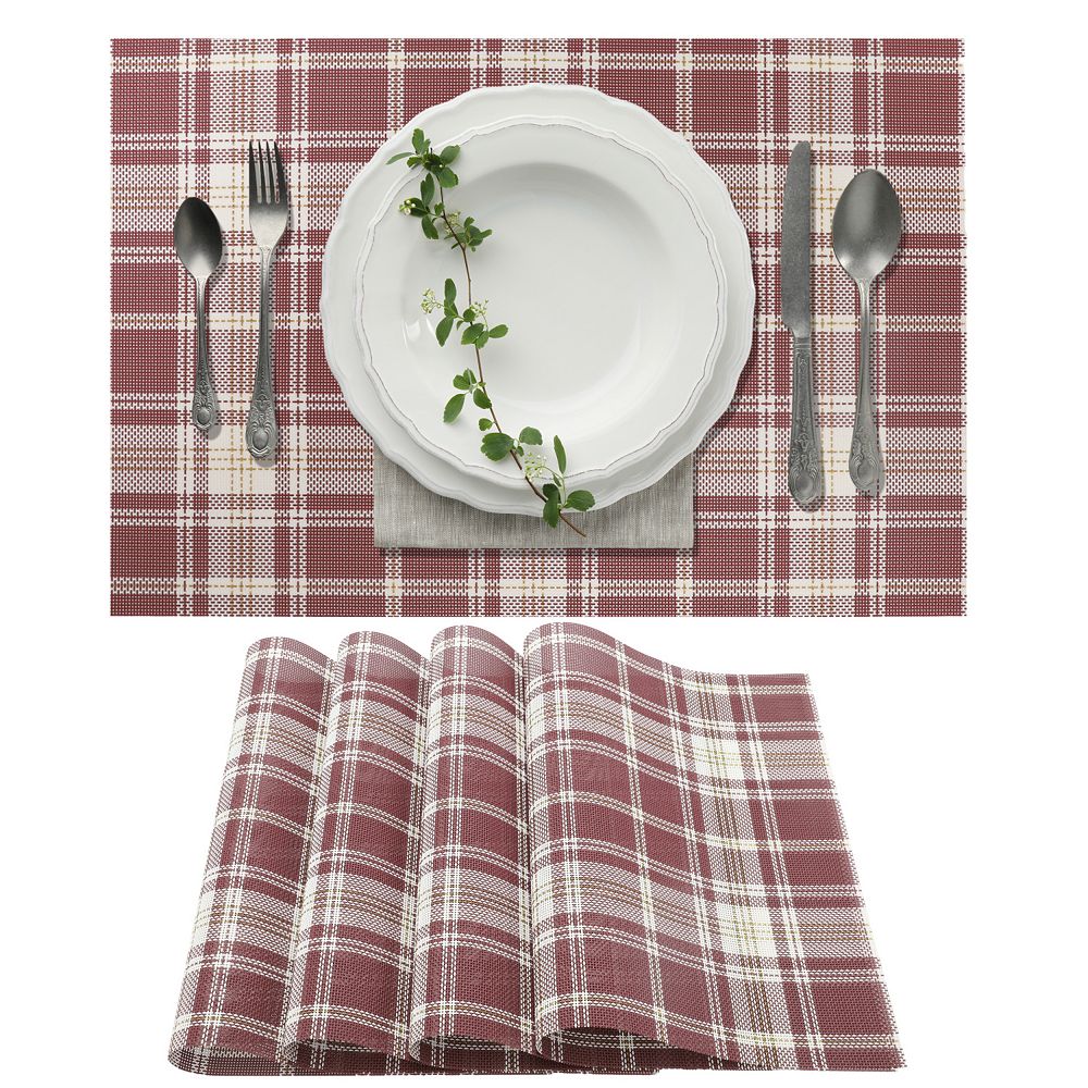 4 Pcs Grids Pattern Placemats, Place Mats for Kitchen Dining Table ...