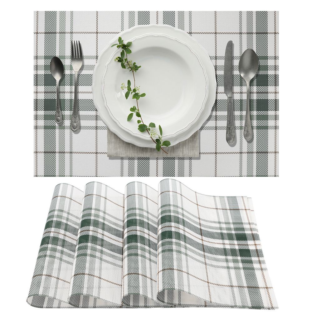 4 Pcs Grid Pattern Placemat, Place Mats for Dining Table, Heat ...