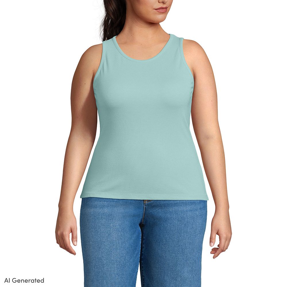Plus Size Lands' End Drapey Rib Skimming Tank Top