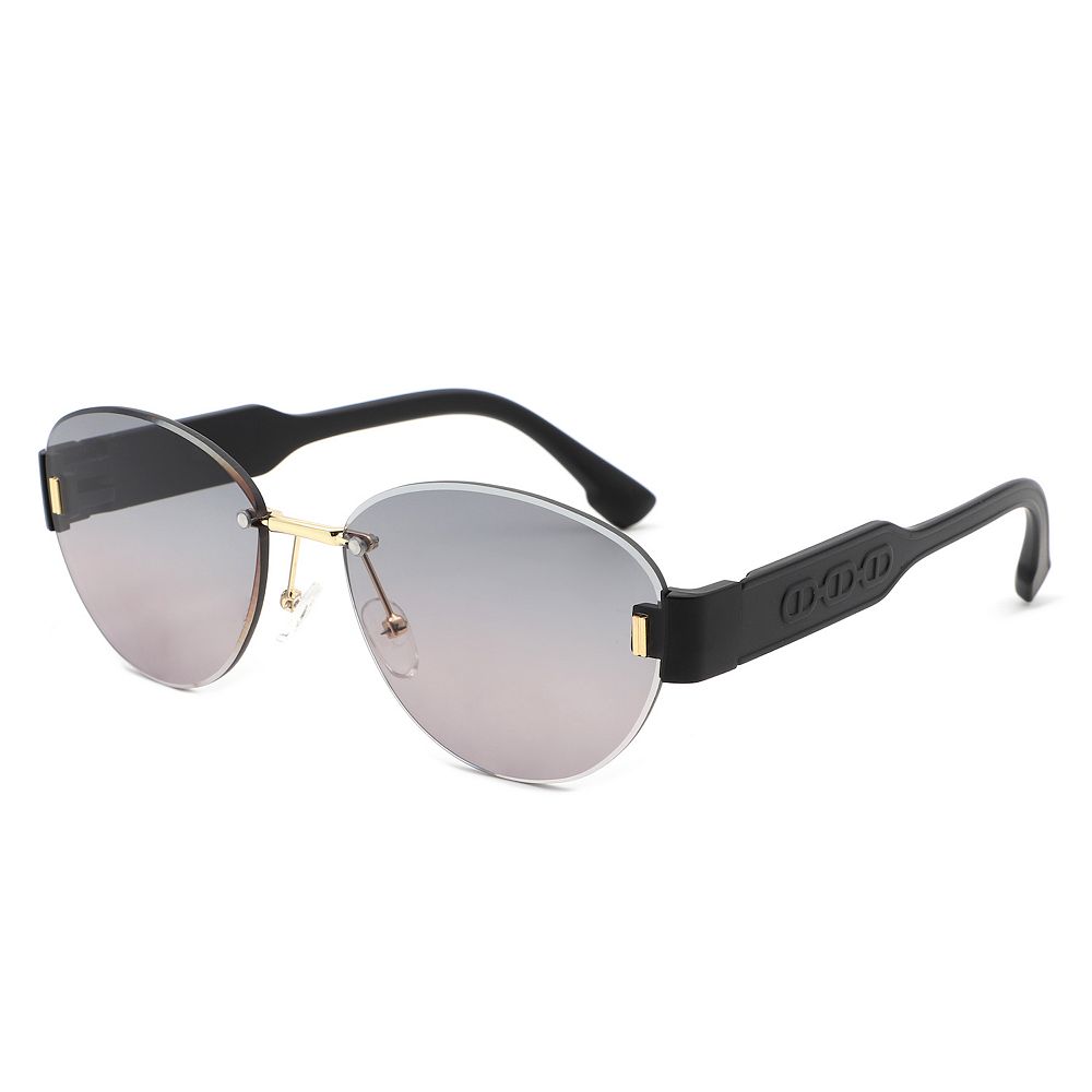 Women's Chic Tinted Oval Rimless Round Sunglasses