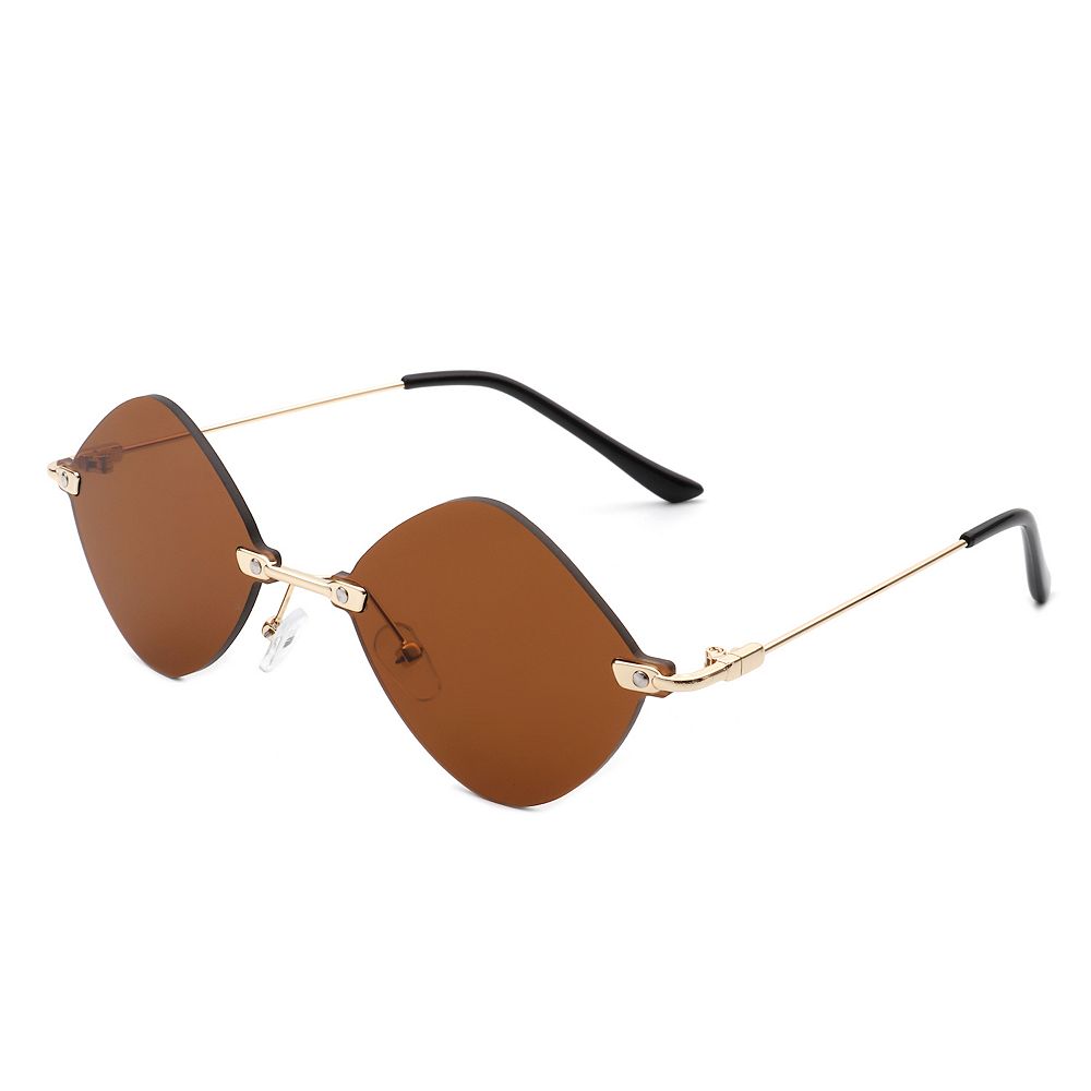 Rimless Retro Tinted Geometric Frameless Sunglasses