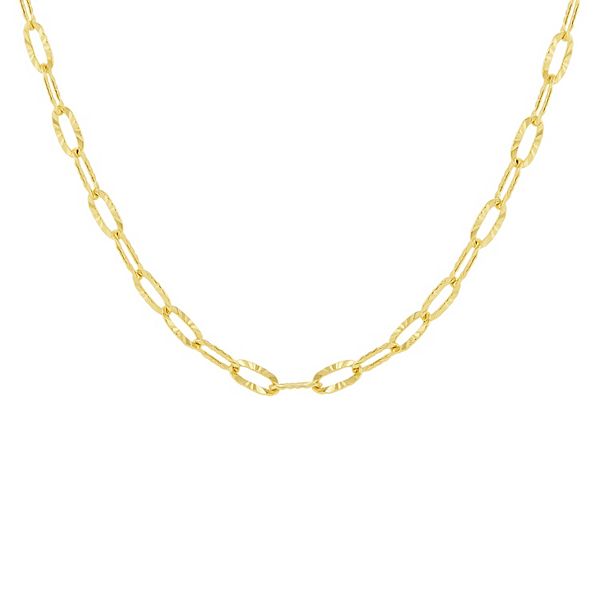 PRIMROSE 14k Gold Flash Plated Oval Link Chain Necklace