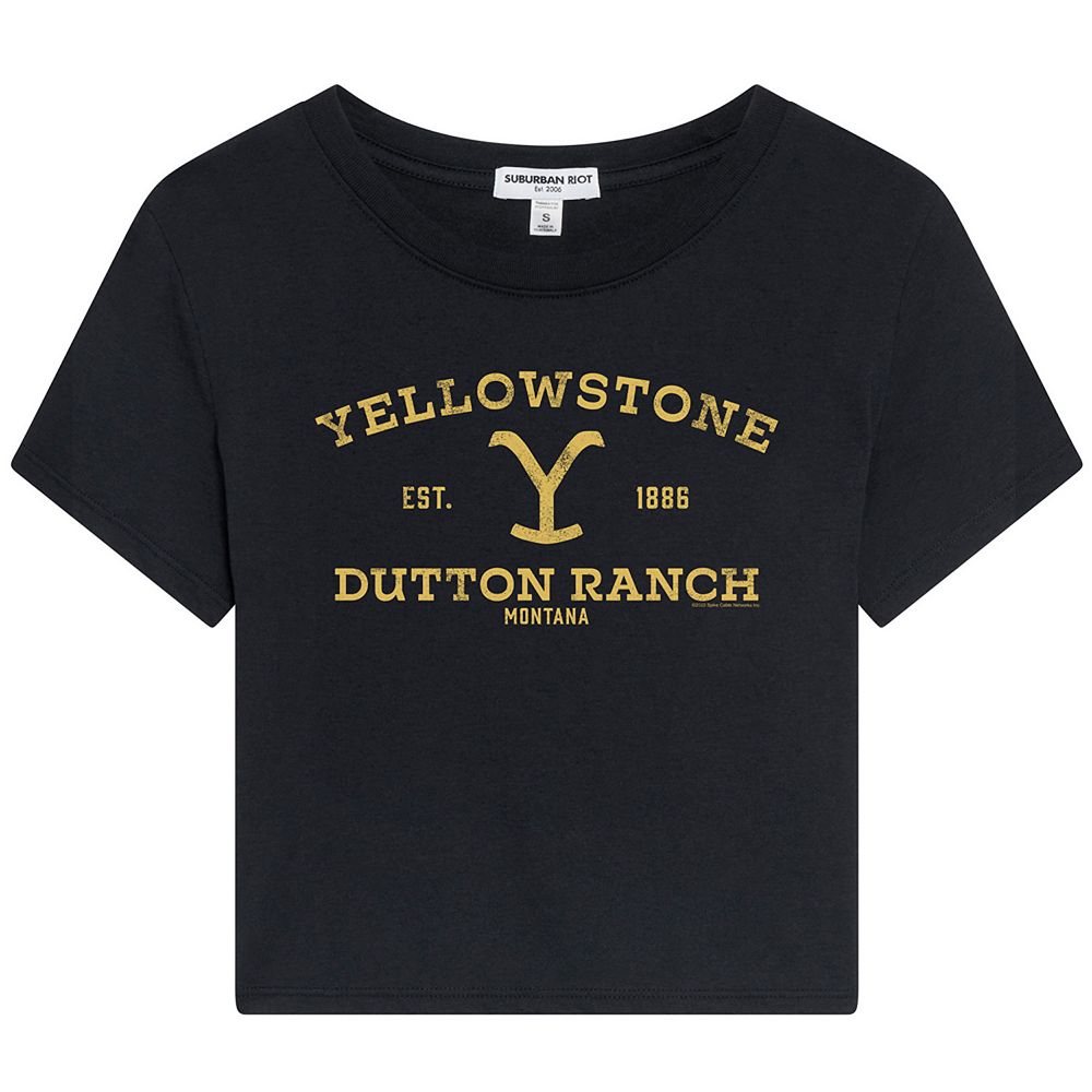 Juniors' Yellowstone Dutton Ranch Graphic Crop Tee