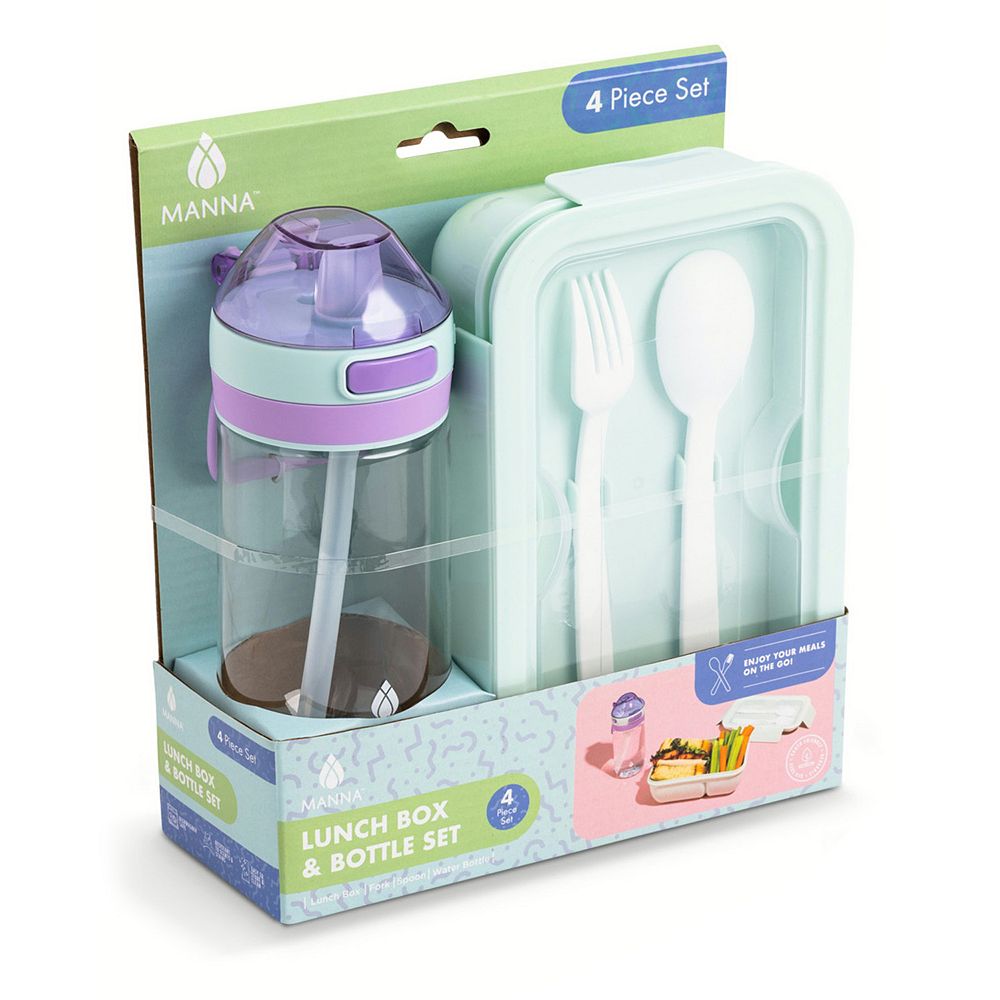 Manna 4-pc. Water Bottle, Utensils, & Lunch Box Set
