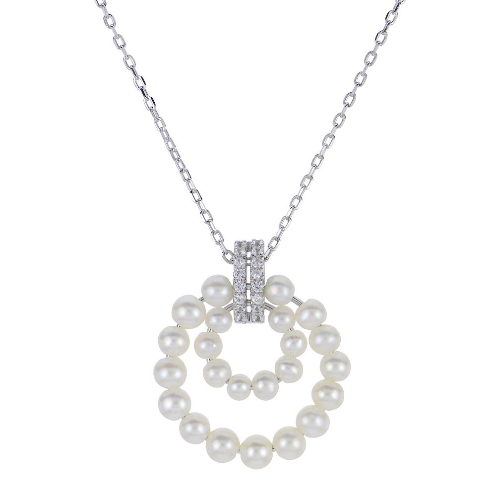 PearLustre by Imperial Cultured Pearl & Lab Created Sapphire Circle Pendant Necklace