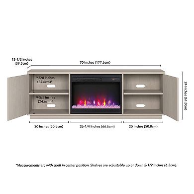 Finley & Sloane Hanson Rectangular TV Stand with 26" Crystal Fireplace