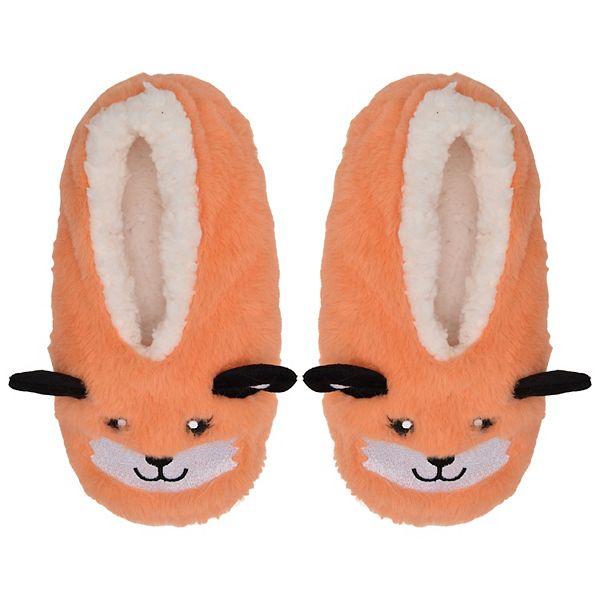 Girls Fox Faux Fur Slippers