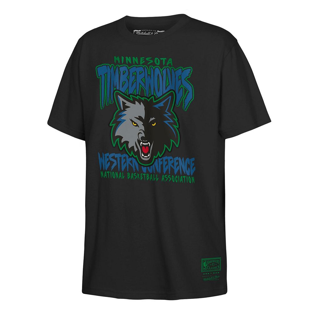 Youth Mitchell & Ness Black Minnesota Timberwolves Retro Mascot Script ...
