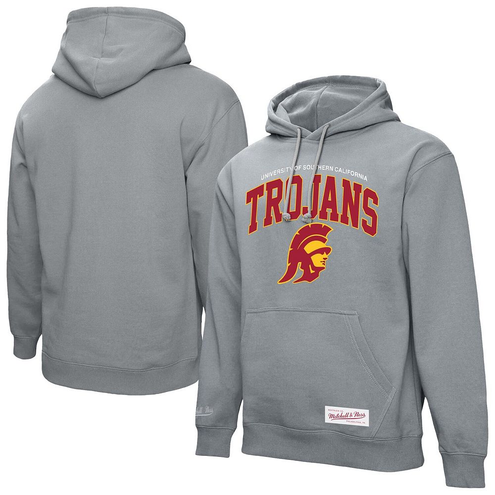 Men's Mitchell & Ness Heather Gray USC Trojans Classic Arch Pullover Hoodie