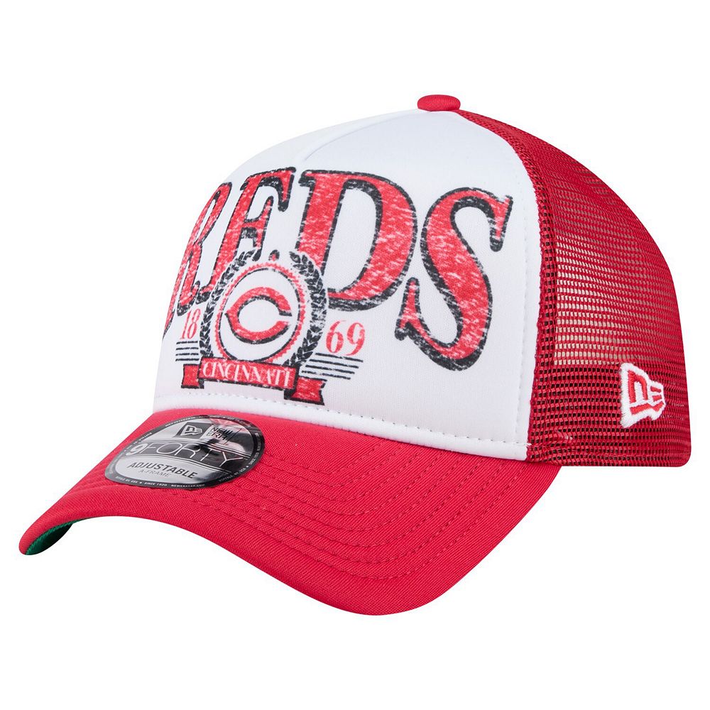 Men's New Era Red Cincinnati Reds Distressed 9FORTY A-Frame Adjustable ...
