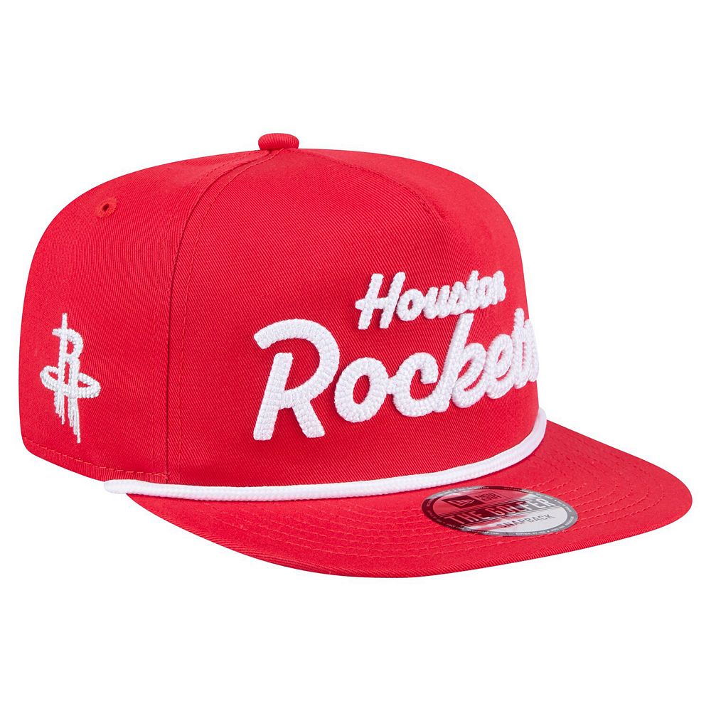 Men's New Era Red Houston Rockets Team Text Golfer Snapback Hat