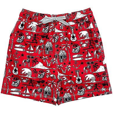 Youth Wes & Willy Red Georgia Bulldogs Luau Swim Trunks