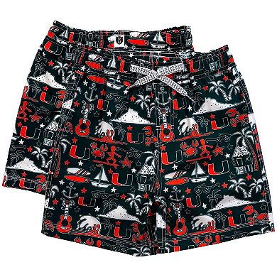Youth Wes & Willy Green Miami Hurricanes Luau Swim Trunks