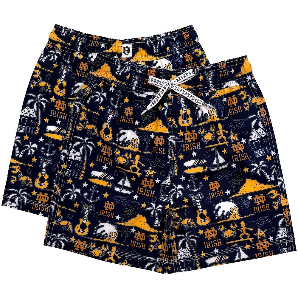 Youth Wes & Willy Navy Notre Dame Fighting Irish Luau Swim Trunks