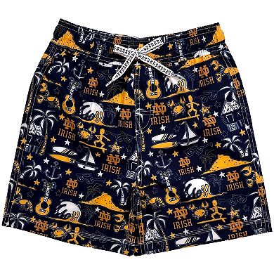 Youth Wes & Willy Navy Notre Dame Fighting Irish Luau Swim Trunks
