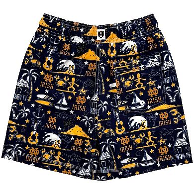 Youth Wes & Willy Navy Notre Dame Fighting Irish Luau Swim Trunks