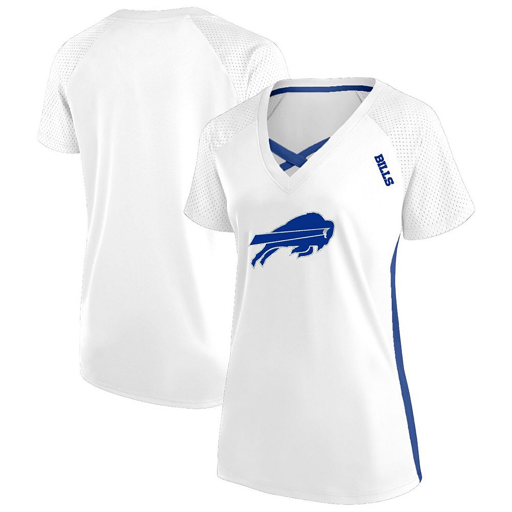 Women's Fanatics White Buffalo Bills Plus Size Glitter Lace-Up V- Neck ...