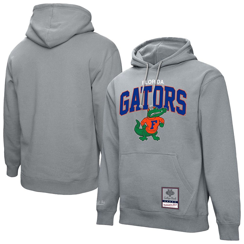 Men's Mitchell & Ness Heather Gray Florida Gators Classic Arch Pullover ...