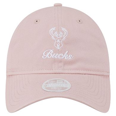 Women's New Era Pink Milwaukee Bucks Gameday Preppy 9Twenty Adjustable Hat