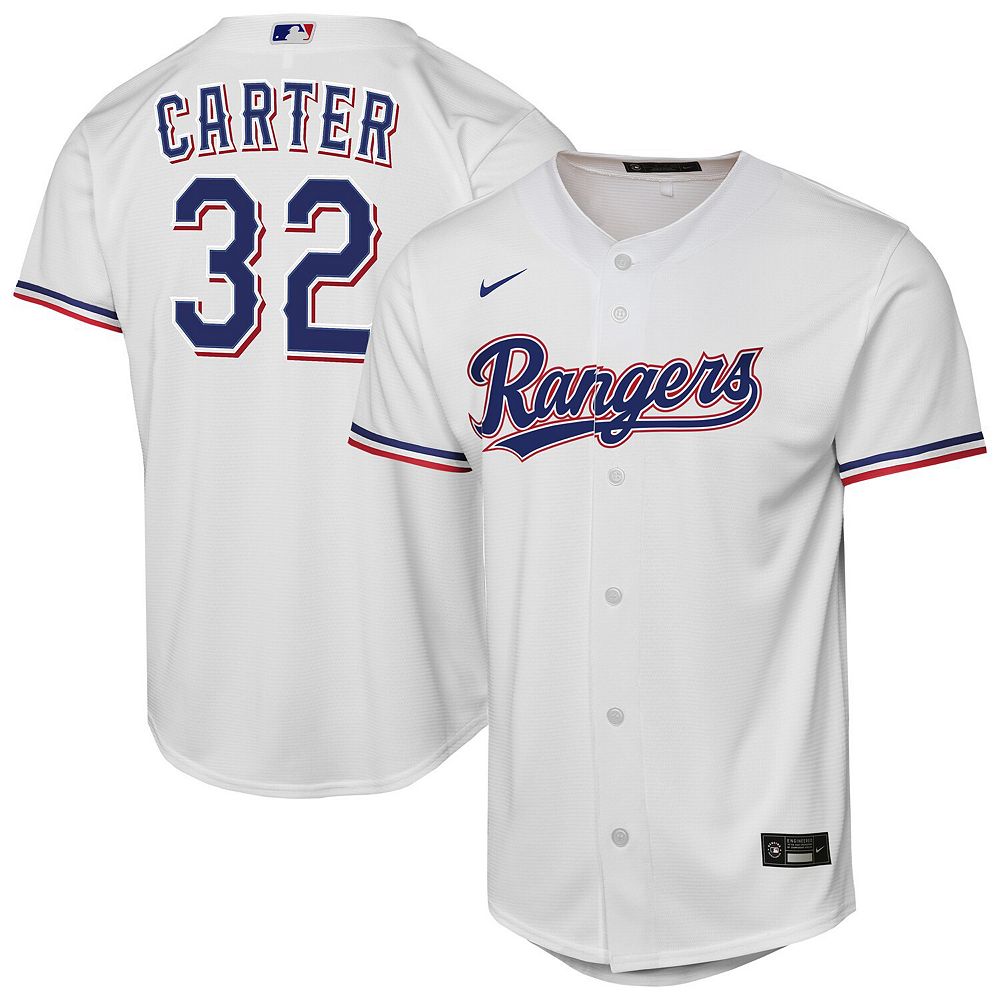 Youth Nike Evan Carter White Texas Rangers Home Replica Player Jersey