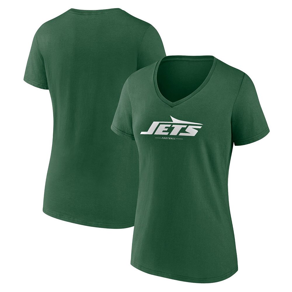 Women's Fanatics Green New York Jets Team Lock-Up V-Neck T-Shirt