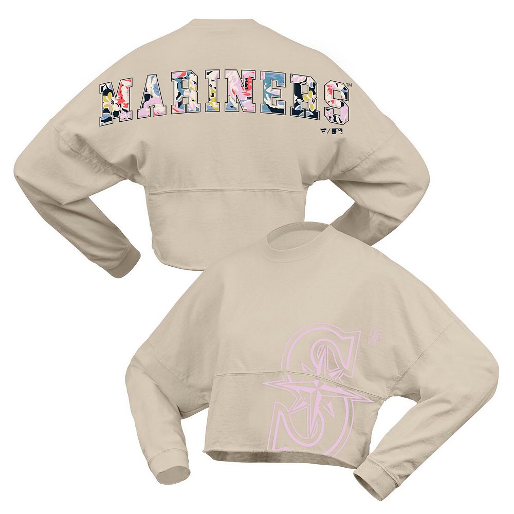 Women's Fanatics Cream Seattle Mariners Floral Preppy Cropped Long ...