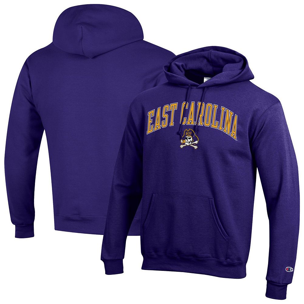 Men's Champion Purple ECU Pirates Arch Over Logo Pullover Hoodie