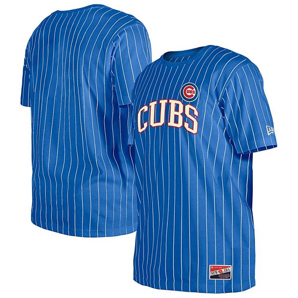 Men's New Era Royal Chicago Cubs Throwback Pinstripe T-Shirt