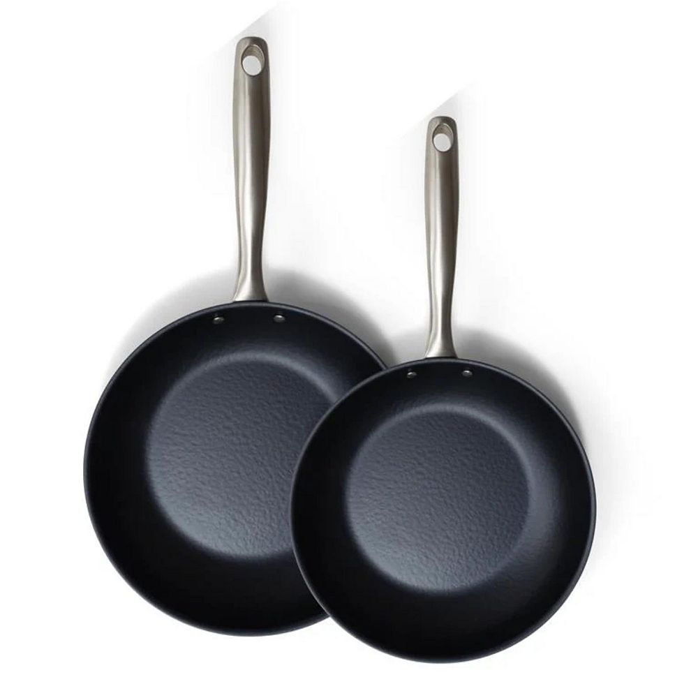 Alva Black Angus 2pc Pre-Seasoned Carbon Steel Frying Pan Set