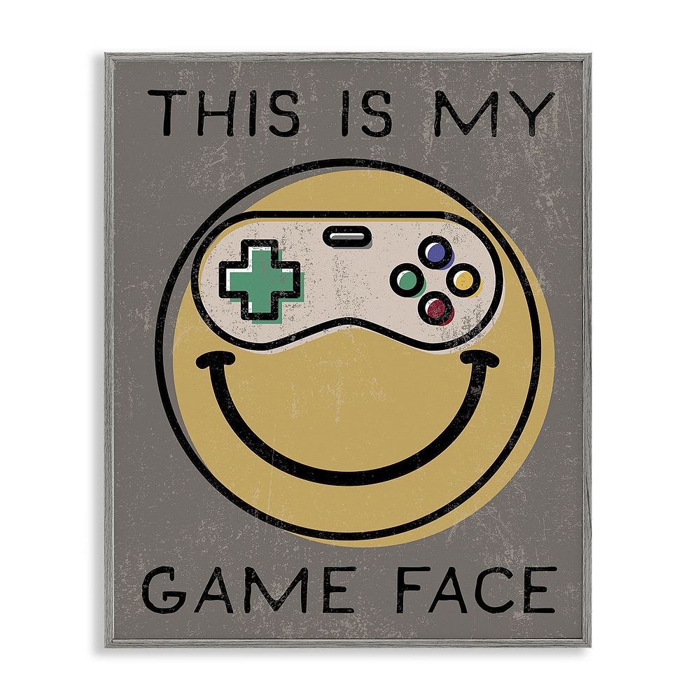 Stupell Home Decor Game Face Phrase Framed Wall Art
